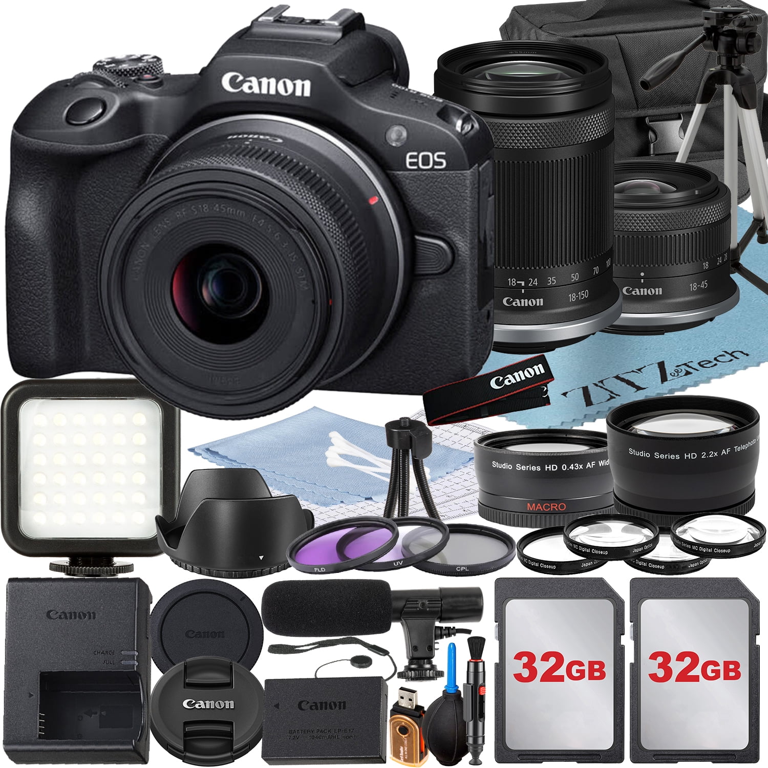 Canon EOS R100 Mirrorless Camera with RF-S 18-45mm + 18-150mm Lens + 2 ...