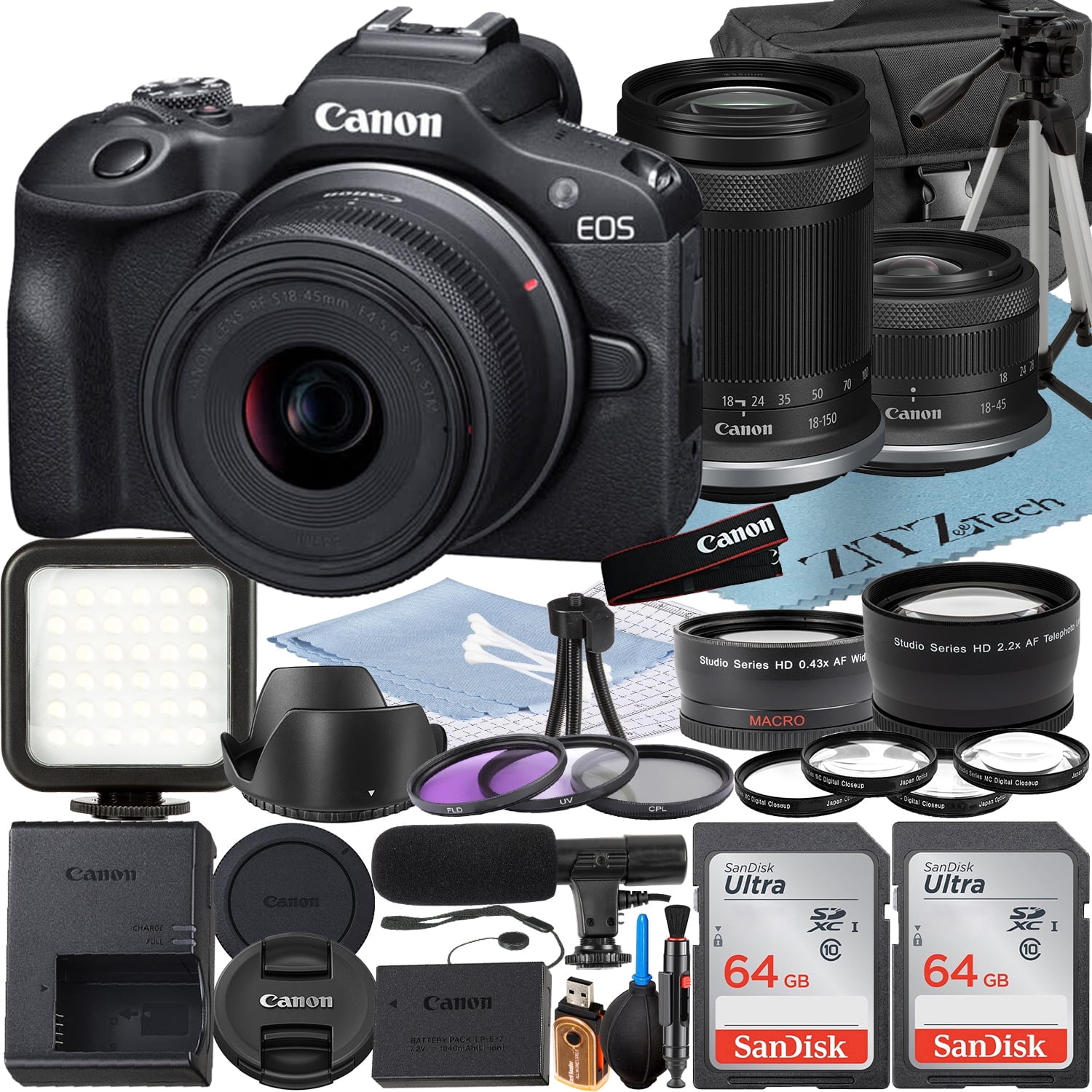 Canon EOS R100 Mirrorless Camera with RF-S 18-45mm Lens + SanDisk 32GB ...
