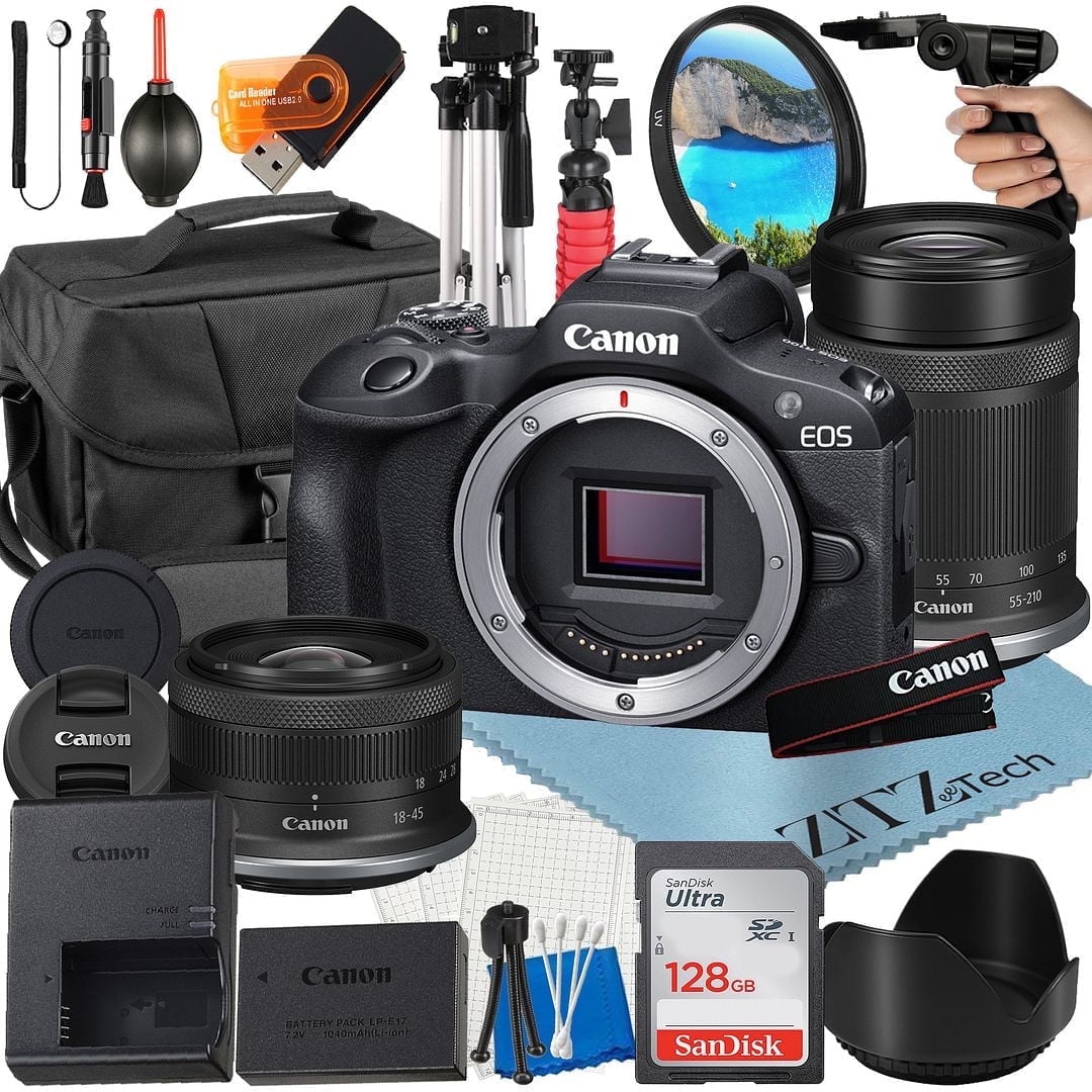 Canon EOS R100 Mirrorless Camera with RF-S 18-45mm + EF 75-300mm Lens ...