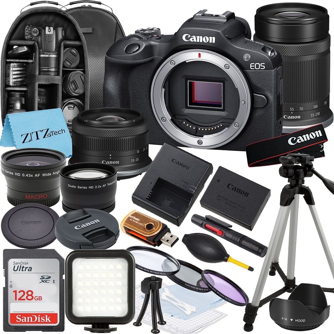 Canon EOS R100 Mirrorless Camera with RF-S 18-45mm + EF 75-300mm Lens ...