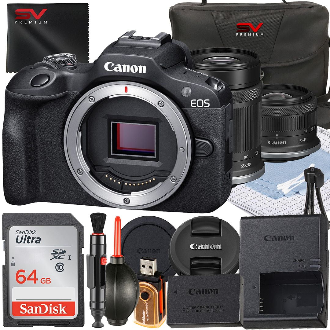 Canon EOS R100 Mirrorless Camera with RF-S 18-45mm + 55-210mm Lens ...