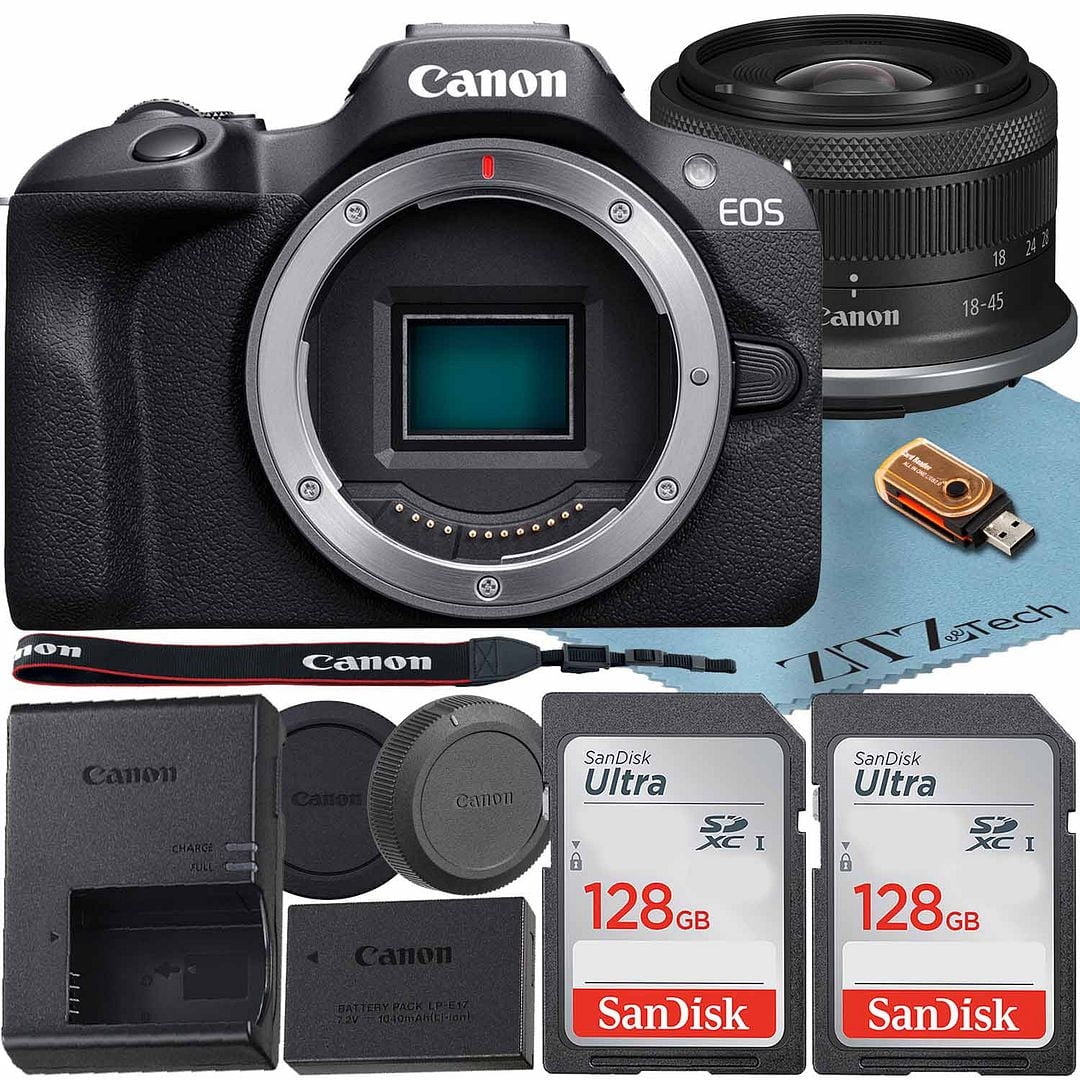 Canon EOS R100 Mirrorless Camera with RF-S 18-45mm f/4.5-6.3 IS STM ...