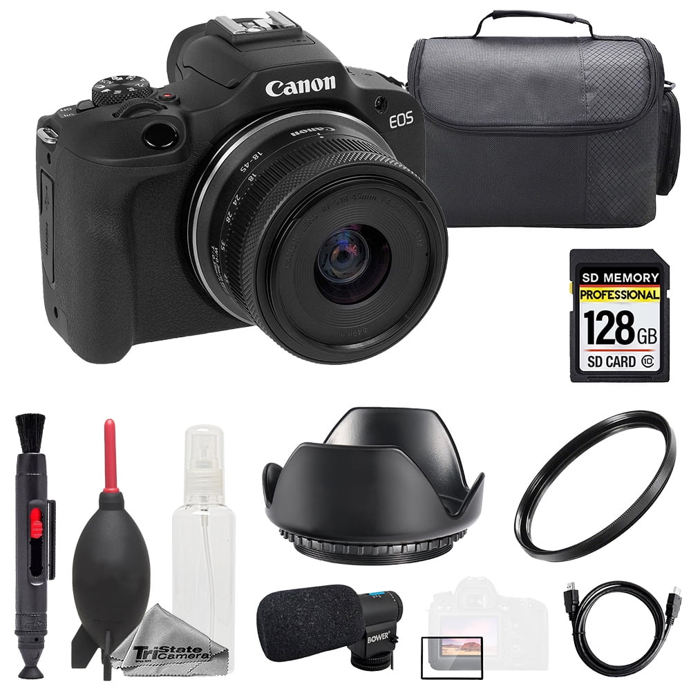 Canon EOS R100 with 18-45mm Lens + Mic + 128GB + Bag- Basic Kit ...