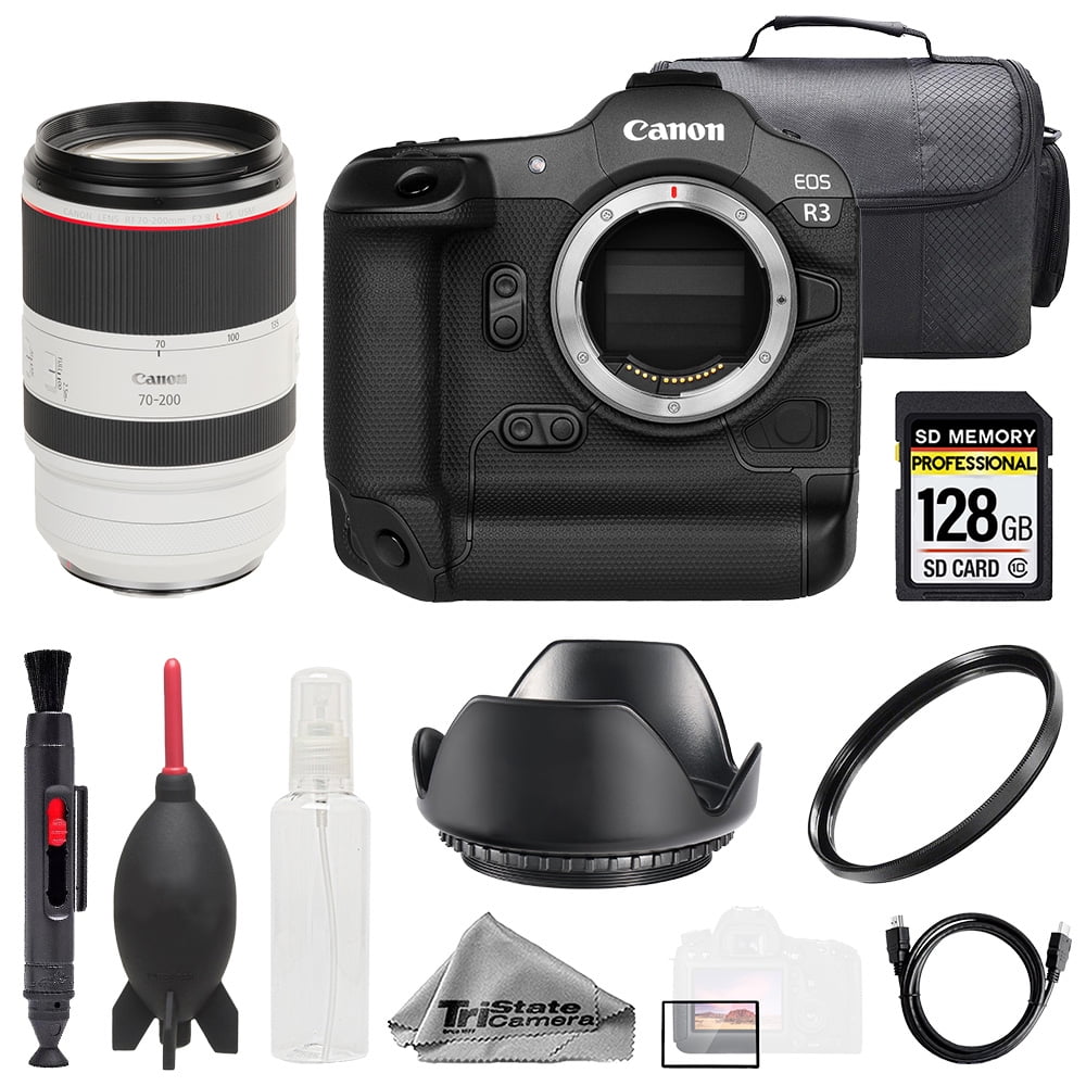 Canon EOS R3 Camera + RF 70-200mm f/2.8 L IS USM Lens +128GB+ Bag+ UV Filter- Basic Kit ...