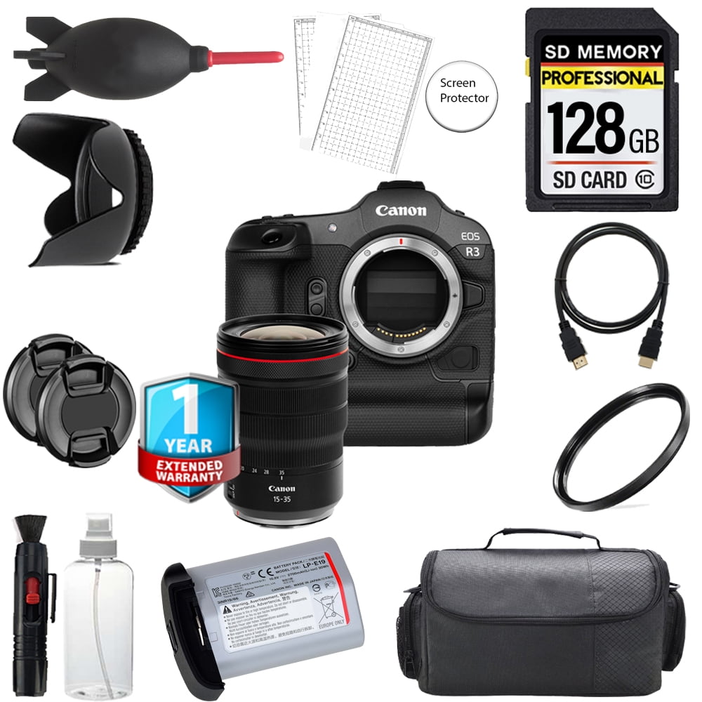 Canon EOS R3 Mirrorless Camera with 15-35mm f/2.8 L IS USM Lens+ 128GB ...