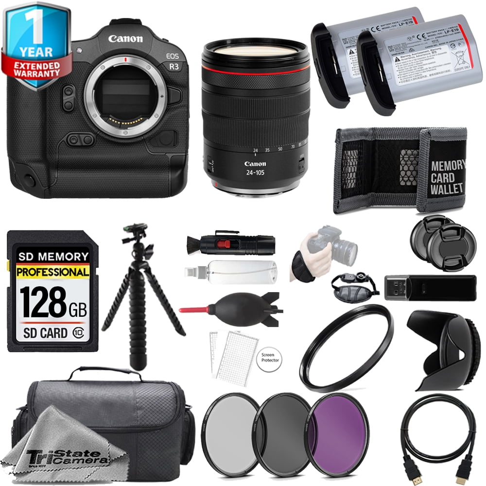 Canon EOS R3 Mirrorless Camera with 24-105mm f/4 L IS USM Lens+ 128GB ...