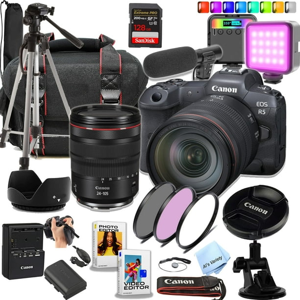 Canon EOS R5 Full-Frame Mirrorless Camera with 24-105mm USM Lens, 128Gb ...