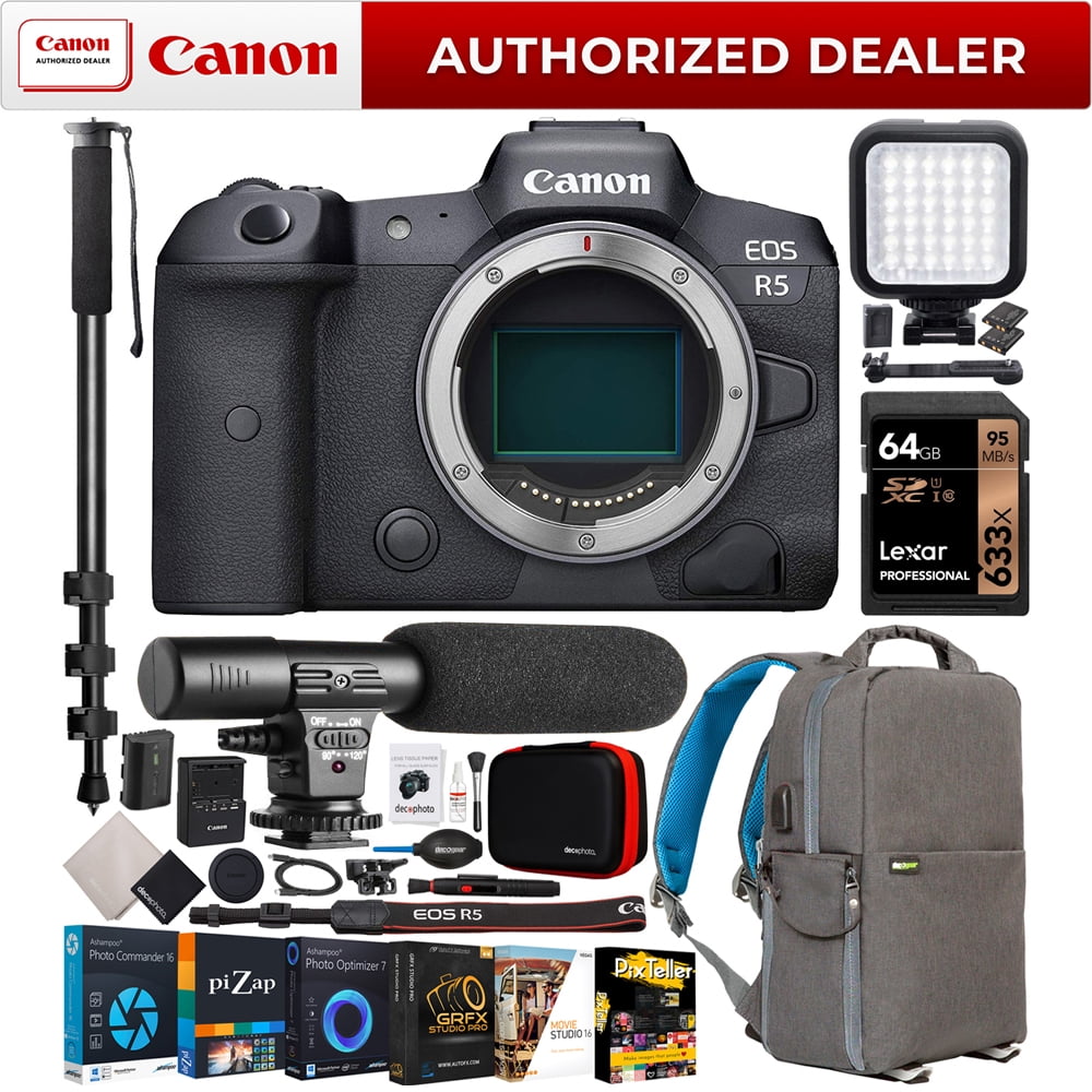 Canon EOS R5 8K Video 45MP CMOS Sensor Full Frame Mirrorless Camera ...