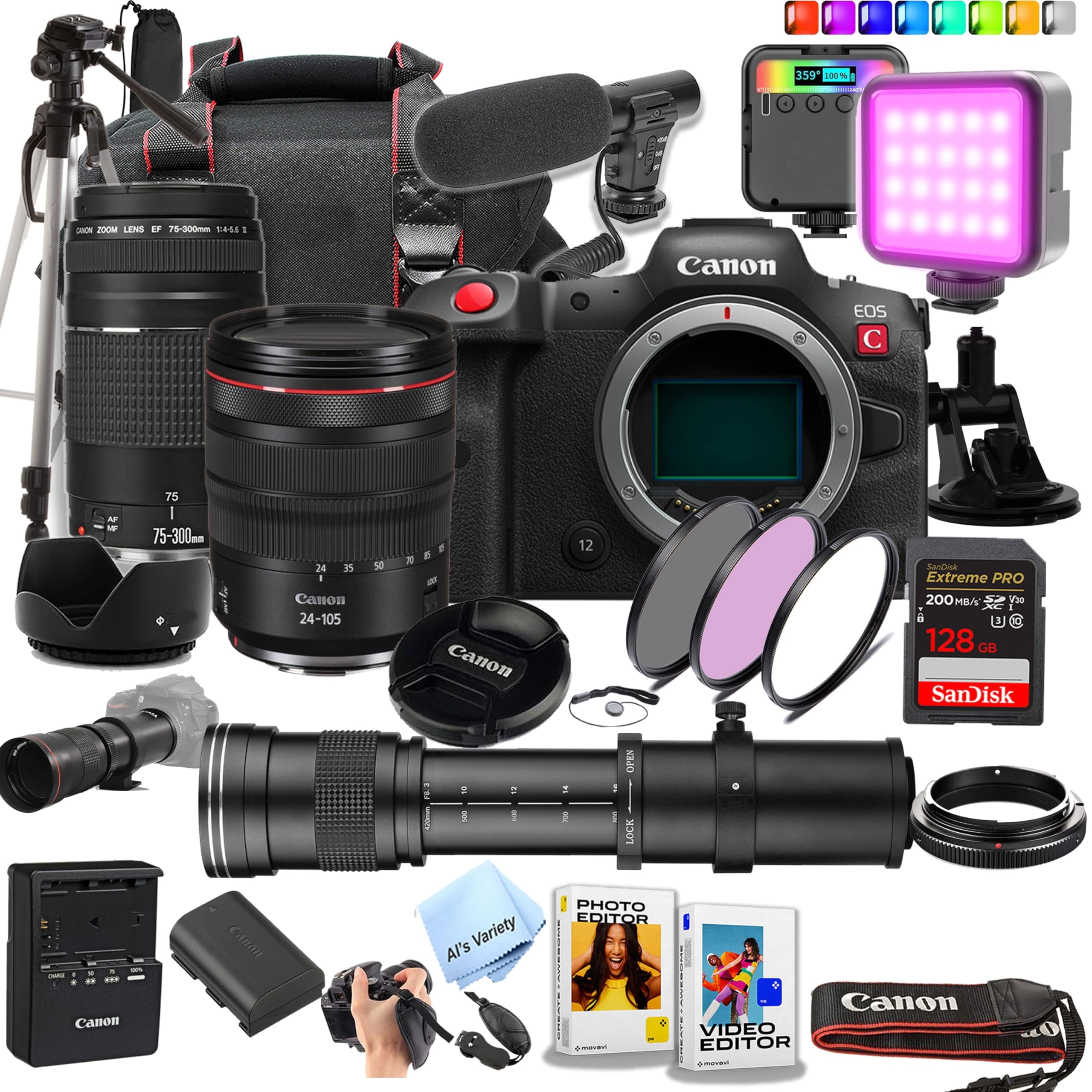 Canon EOS R5 C Full-Frame Mirrorless Camera with 24-105mm L IS USM & 75 ...