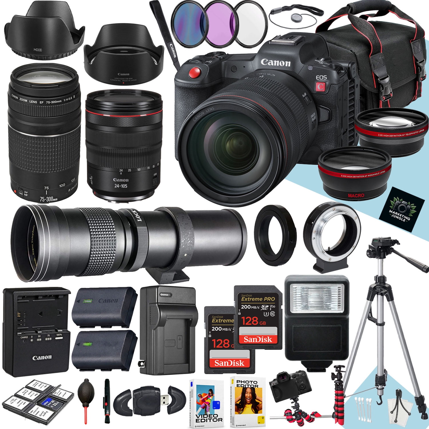 Canon EOS R5 C Mirrorless Camera with 24-105mm f/4 L IS USM, 75-300mm f ...