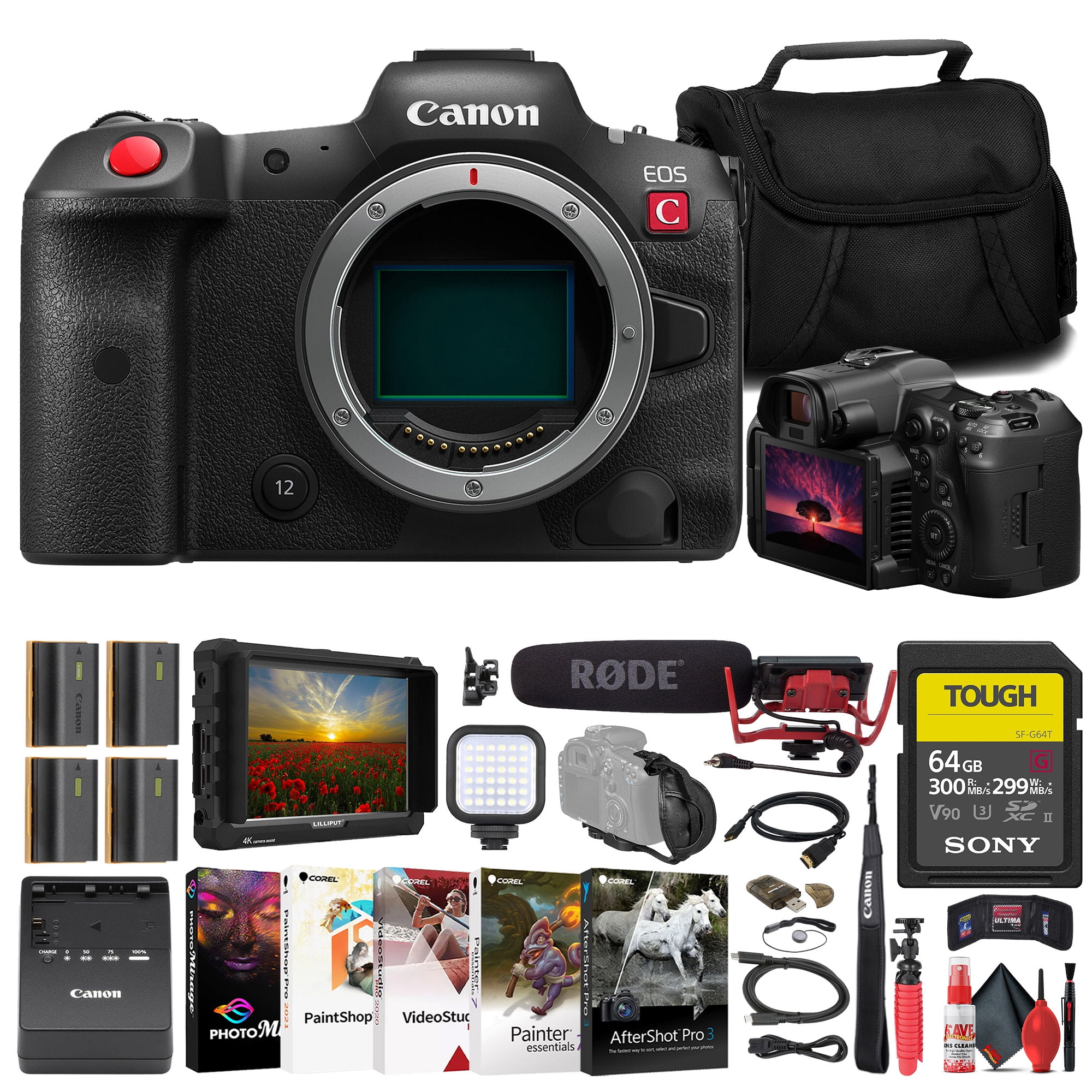 Canon EOS R5 C Mirrorless Cinema Camera (5077C002) + 4K Monitor + Rode ...