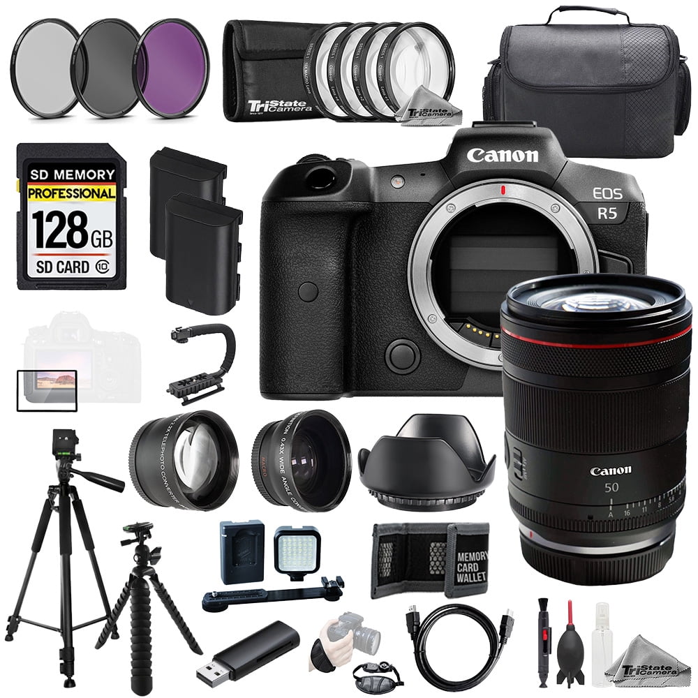 Canon EOS R5 Camera + RF 50mm f/1.4 L VCM Lens+128GB+Ext Bat+9 PC Filtr ...