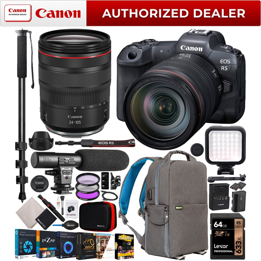 Canon EOS R5 Full Frame Mirrorless Camera Body with RF 24-105mm F4 L IS ...