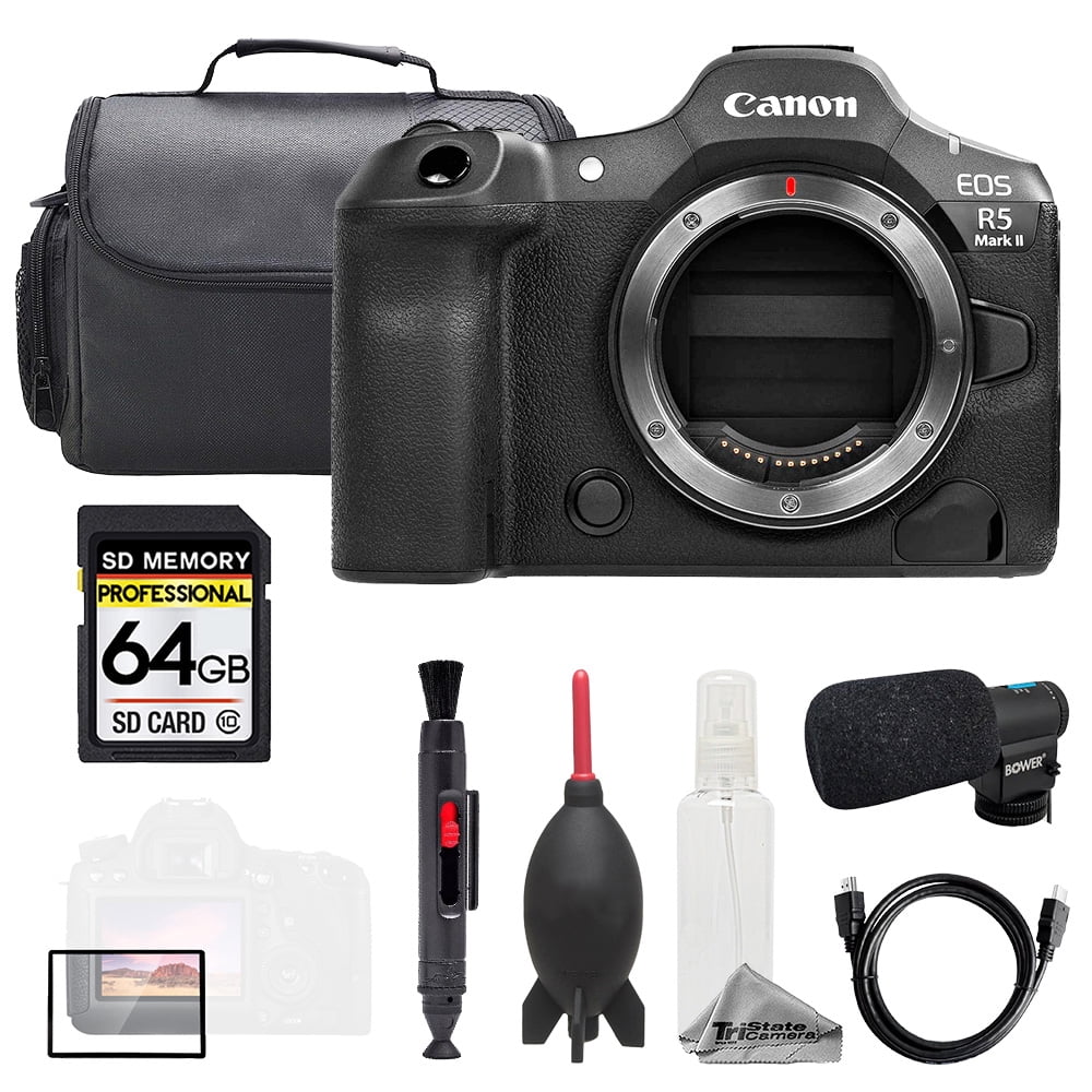 Canon EOS R5 II (Body) + Mic + 64GB + Bag+ Screen Protector- Basic Kit ...