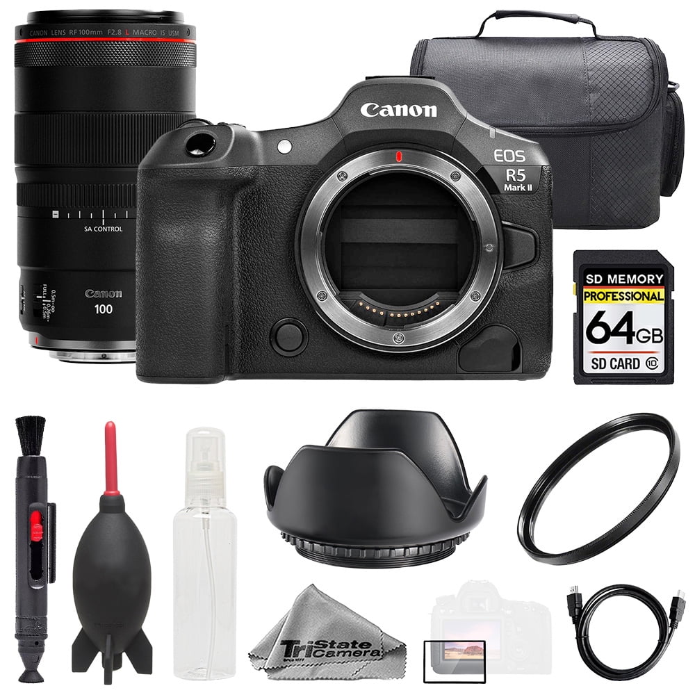 Canon EOS R5 II Camera + 100mm f/2.8 L Macro IS USM Lens +64GB + Bag+ ...
