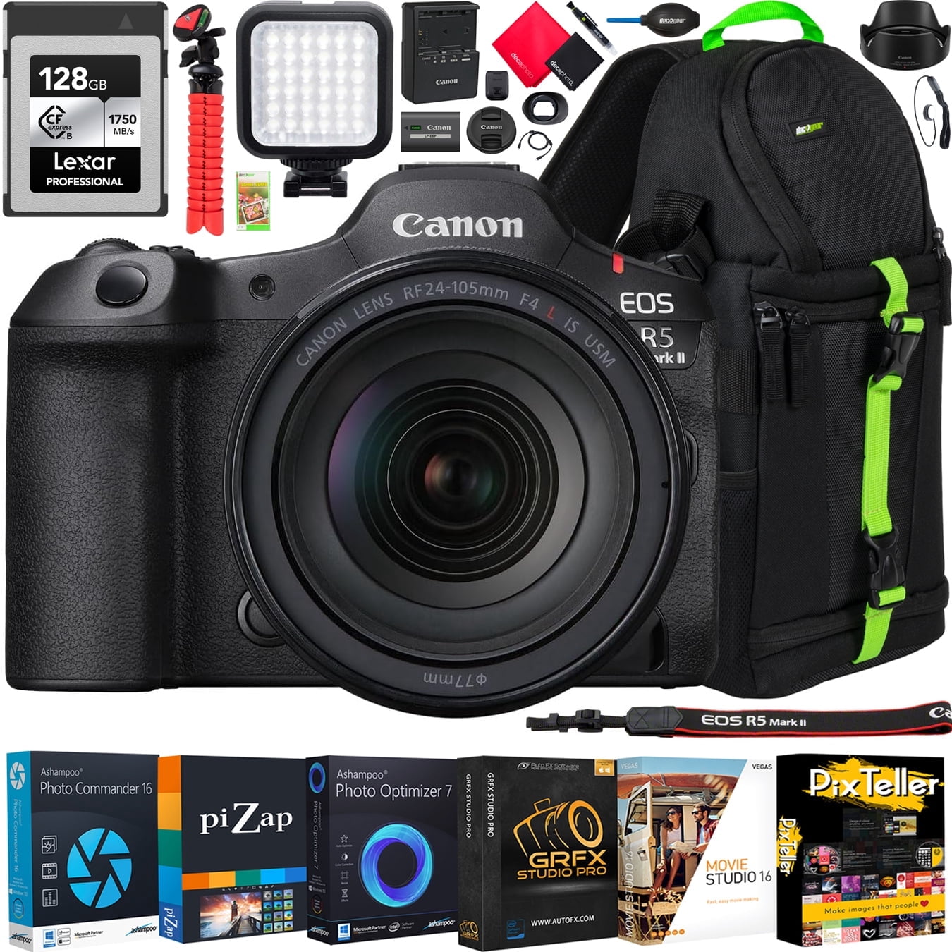 Canon EOS R5 Mark II Full Frame Mirrorless Camera Body with RF 24-105mm ...