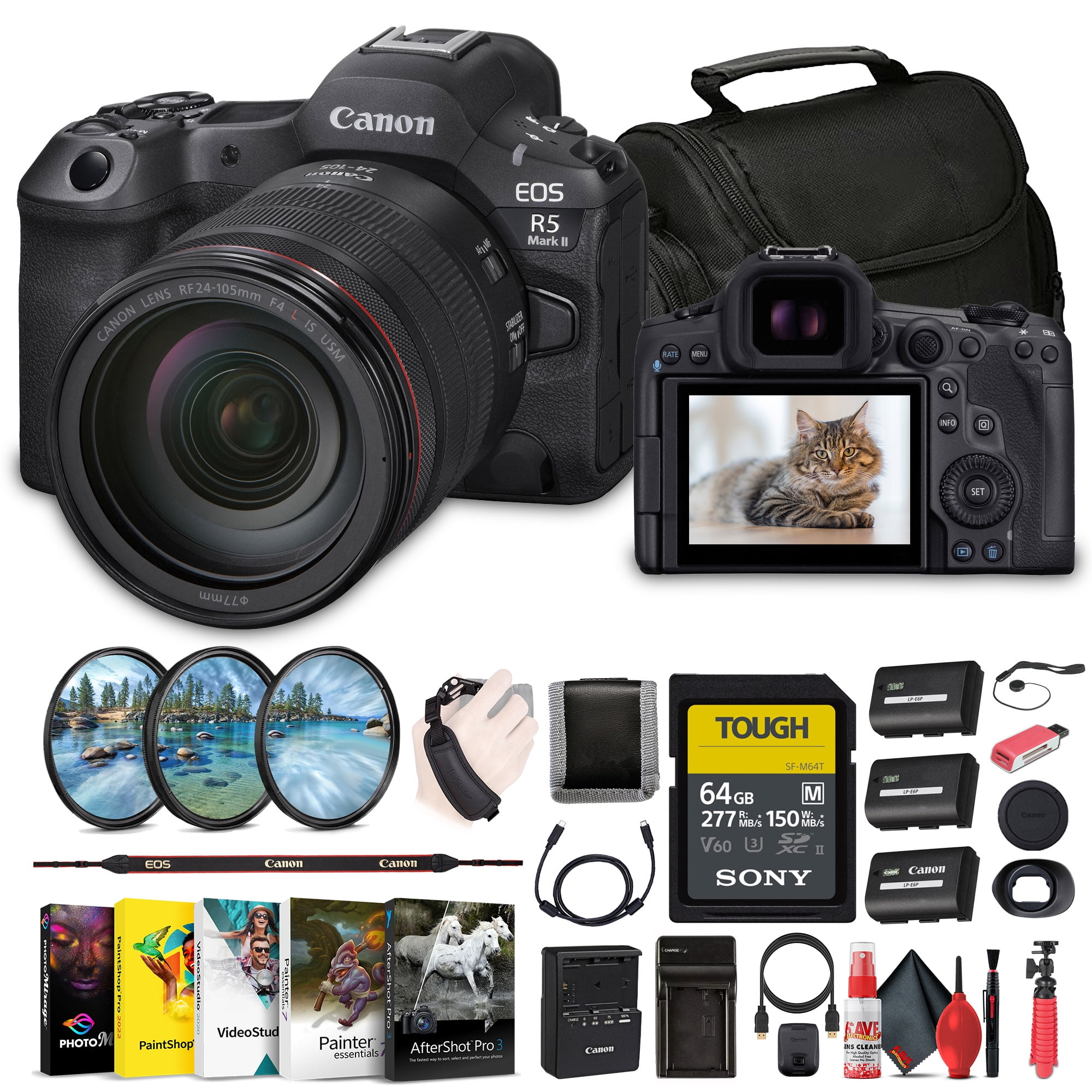 Canon EOS R5 Mark II Mirrorless Camera with 24-105mm f/4 Lens (6536C012 ...