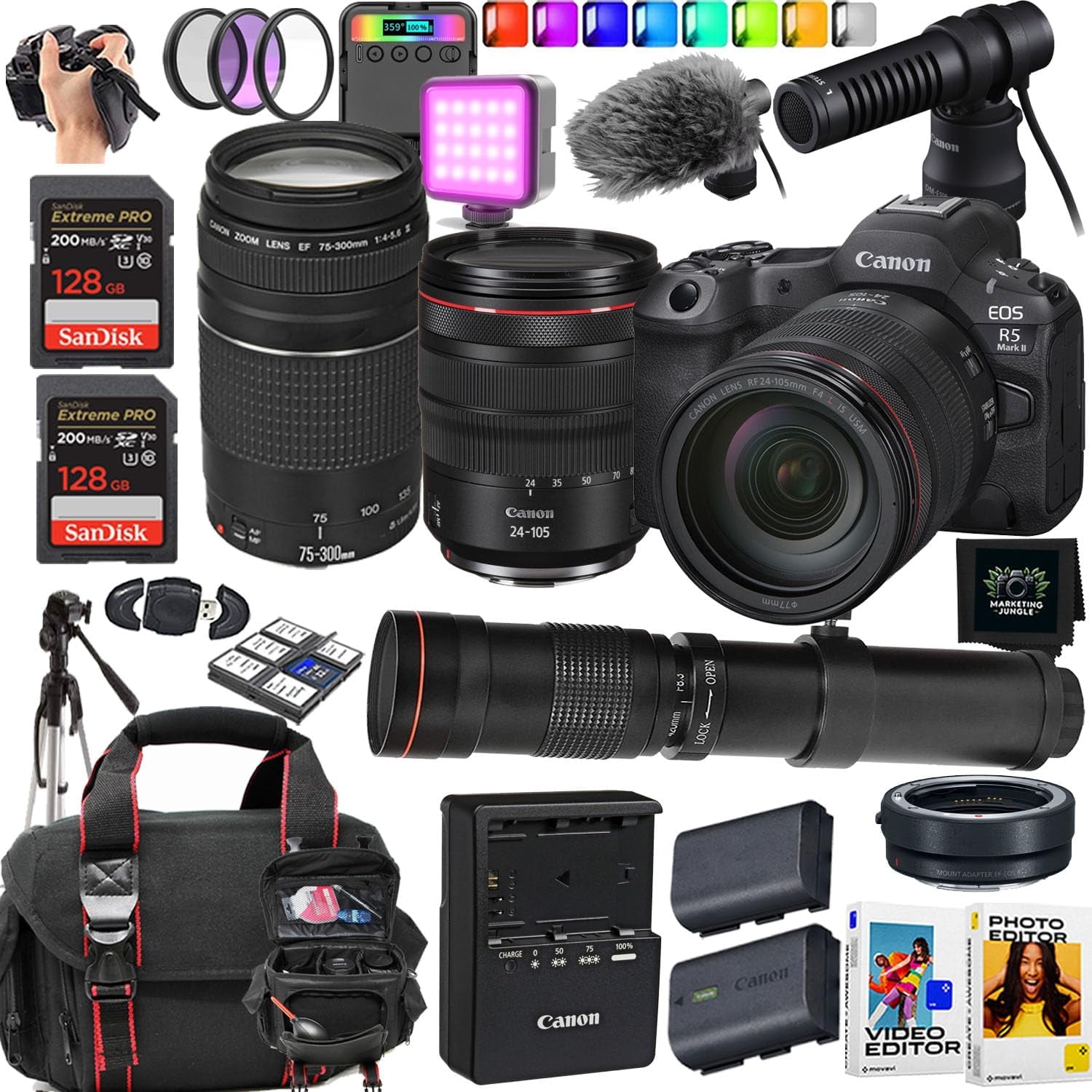 Canon EOS R5 Mark II Mirrorless Camera + RF 24-105mm f/4 L is USM and ...