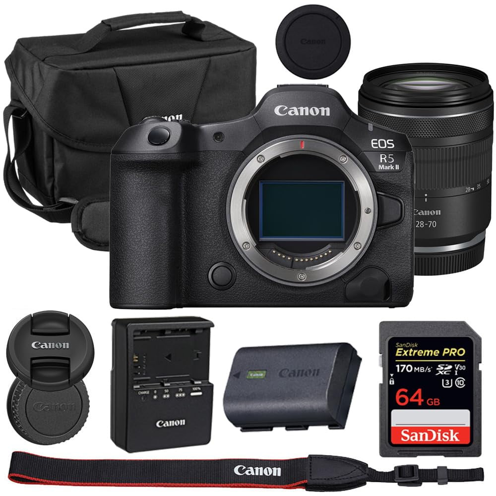 Canon EOS R5 Mark II Mirrorless Camera with 28-70mm Lens Bundle with ...