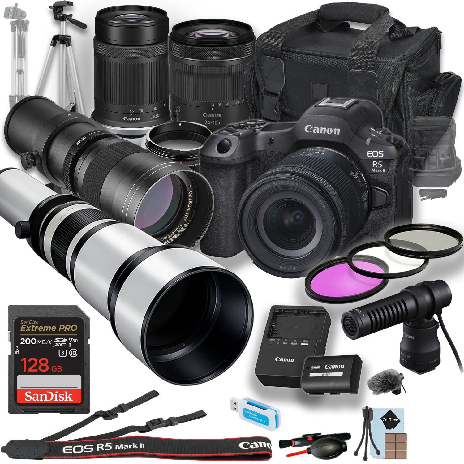 Canon EOS R5 Mark II w/24-105mm STM, 55-210mm, 420-800mm, 650-1300mm ...