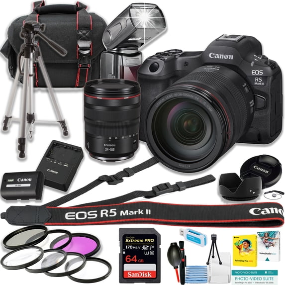 Canon EOS R5 Mark II w/24-105mm USM Lens + 64GB Extreme Pro Memory Card ...