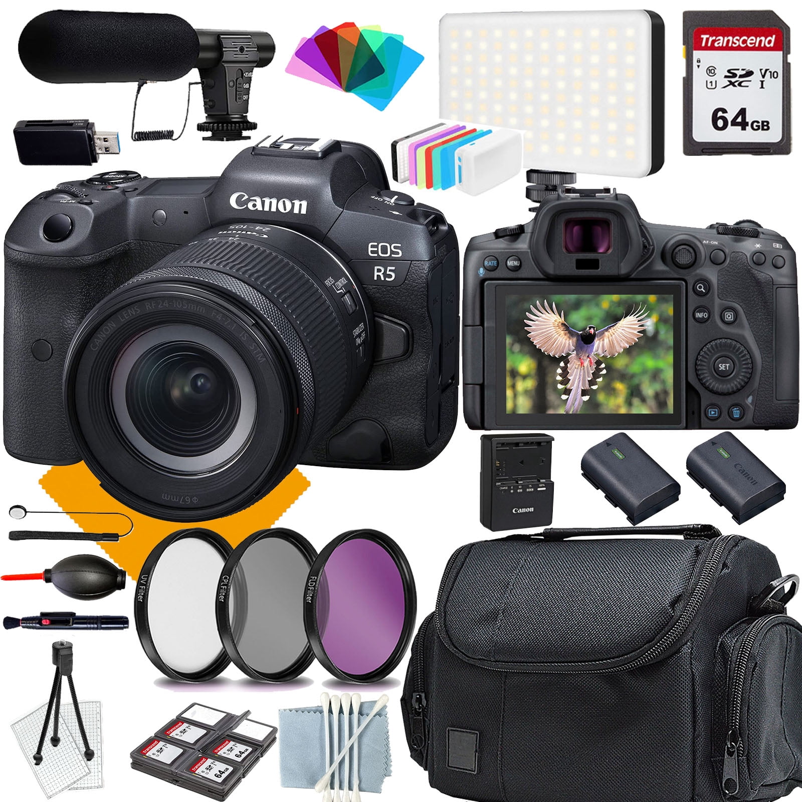 Canon EOS R5 Mirrorless Camera 24-105STM Lens + COMMANDER Starter Kit ...
