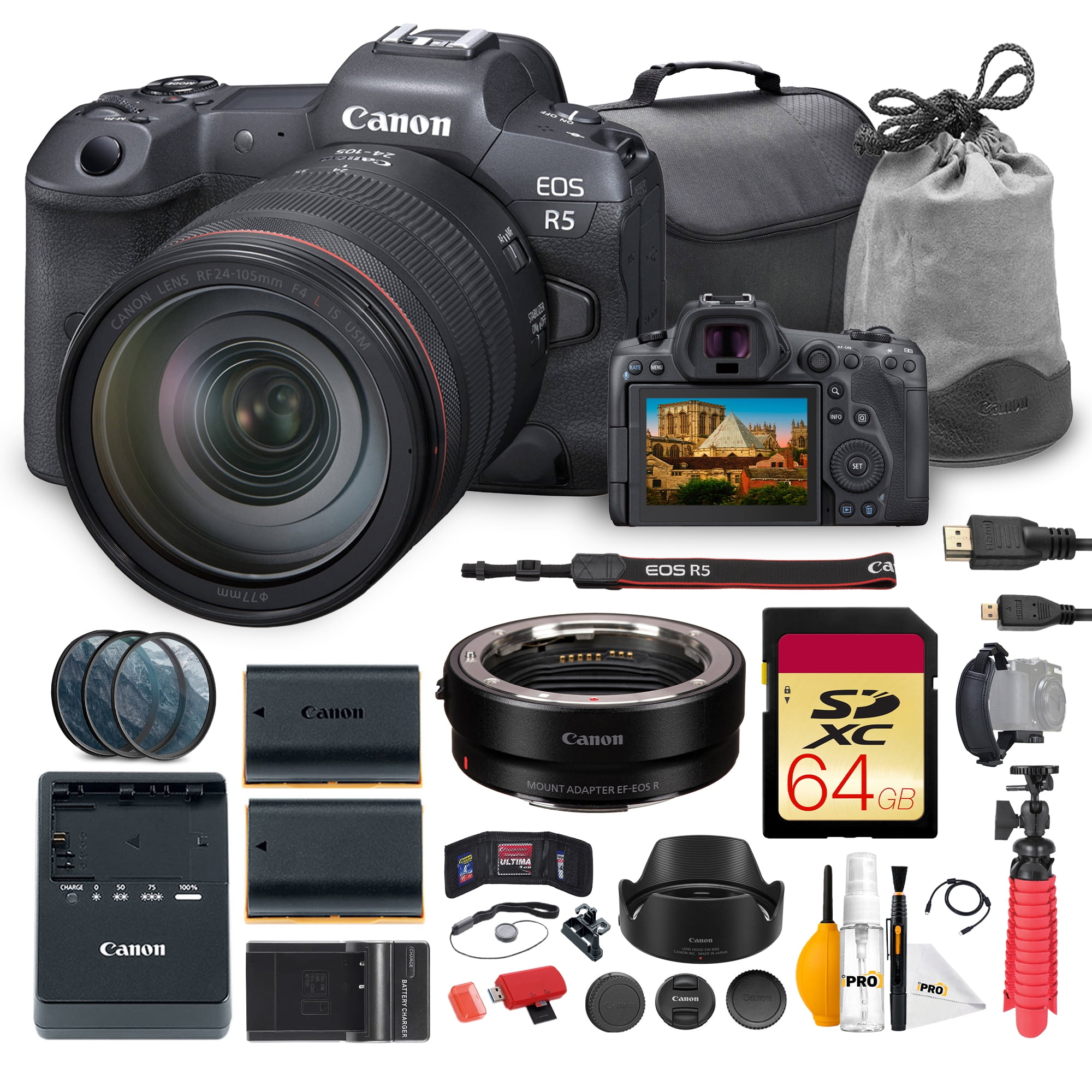 Canon EOS R5 Mirrorless Camera with 24-105mm f/4L IS USM Lens Bundle | 45MP Full-Frame Sensor ...