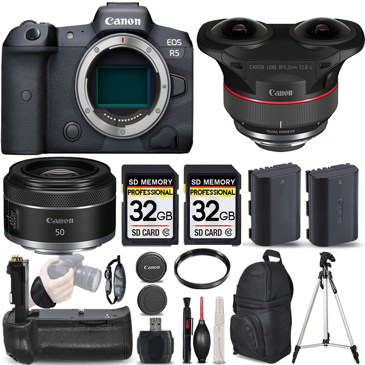 Canon EOS R5 Mirrorless Camera + Canon 5.2mm f/2.8 L Lens + Canon 50mm ...