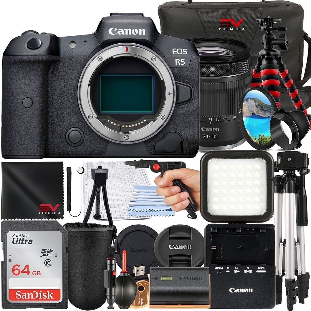 Canon EOS R5 Mirrorless Camera with RF 24-105mm IS STM Lens + SanDisk ...
