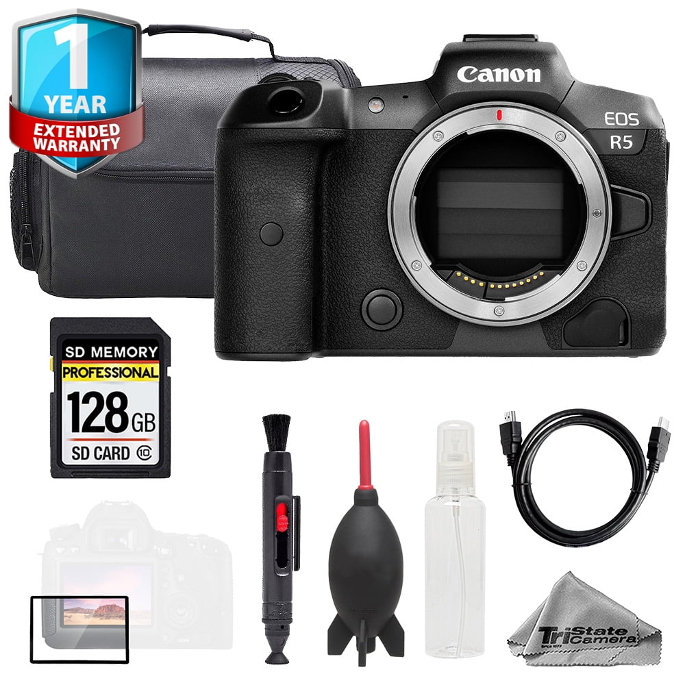 Canon EOS R5 Mirrorless Digital Camera (Body) + 128GB + Bag+ 1 Yr ...