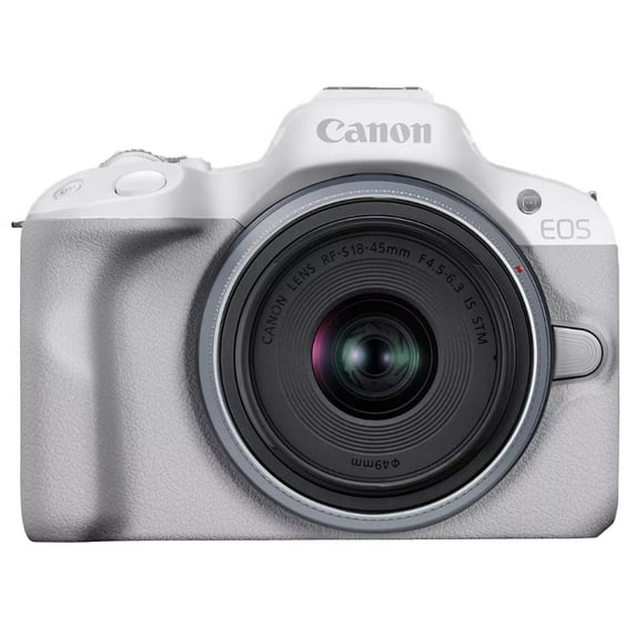 Canon EOS R50 Mirrorless Camera (White) w/RF-S18-45mm Lens, 24.2 MP, 4K ...