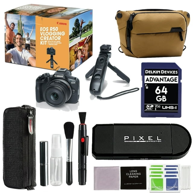Canon EOS R50 Hybrid Mirrorless Camera Vlogging Content Creator Kit ...