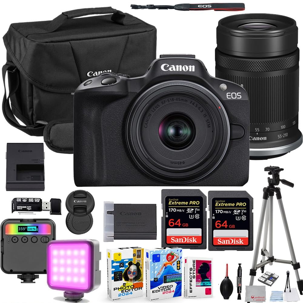 Canon EOS R50 Mirrorless Camera with 18-45mm & 55-210mm Lens Bundle ...