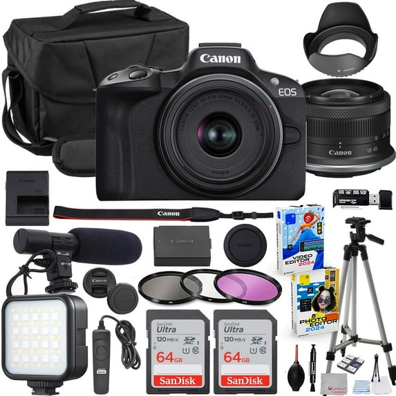 Canon EOS R50 Mirrorless Camera with 18-45mm Lens Bundle + 2X 64GB ...