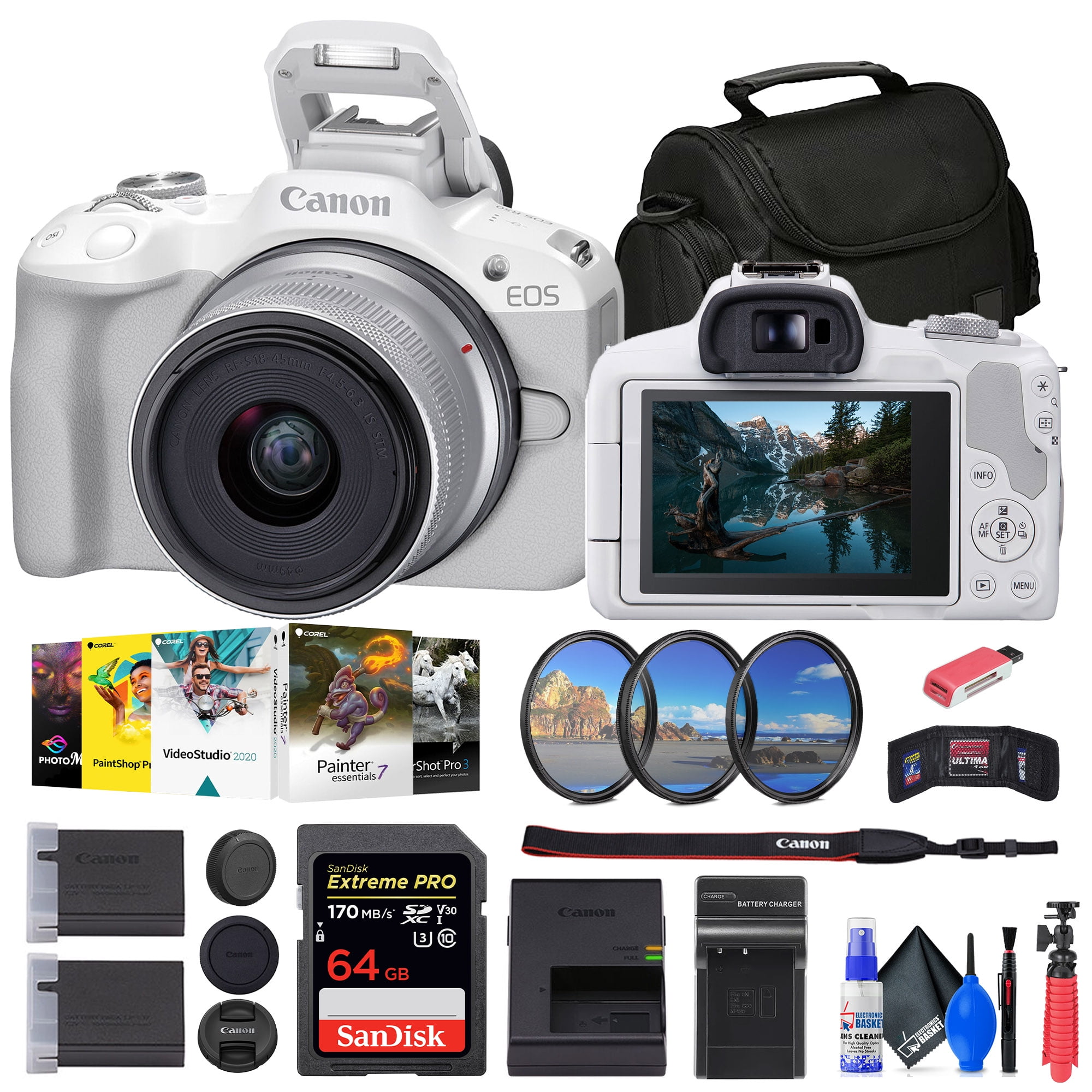Canon EOS R50 Mirrorless Camera with 18-45mm Lens (White) (5812C012 ...