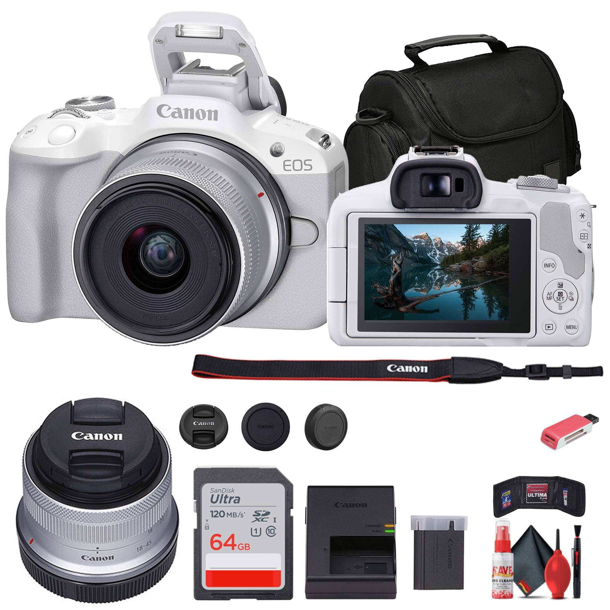 Canon EOS R50 Mirrorless Camera with 18-45mm Lens (White) (5812C012 ...