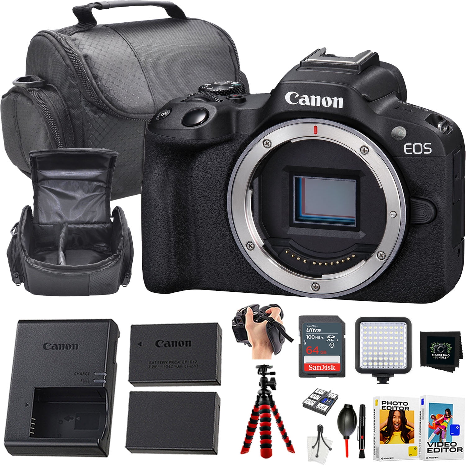 Canon EOS R50 Mirrorless Camera Body only bundle (15 piece) - Walmart.com