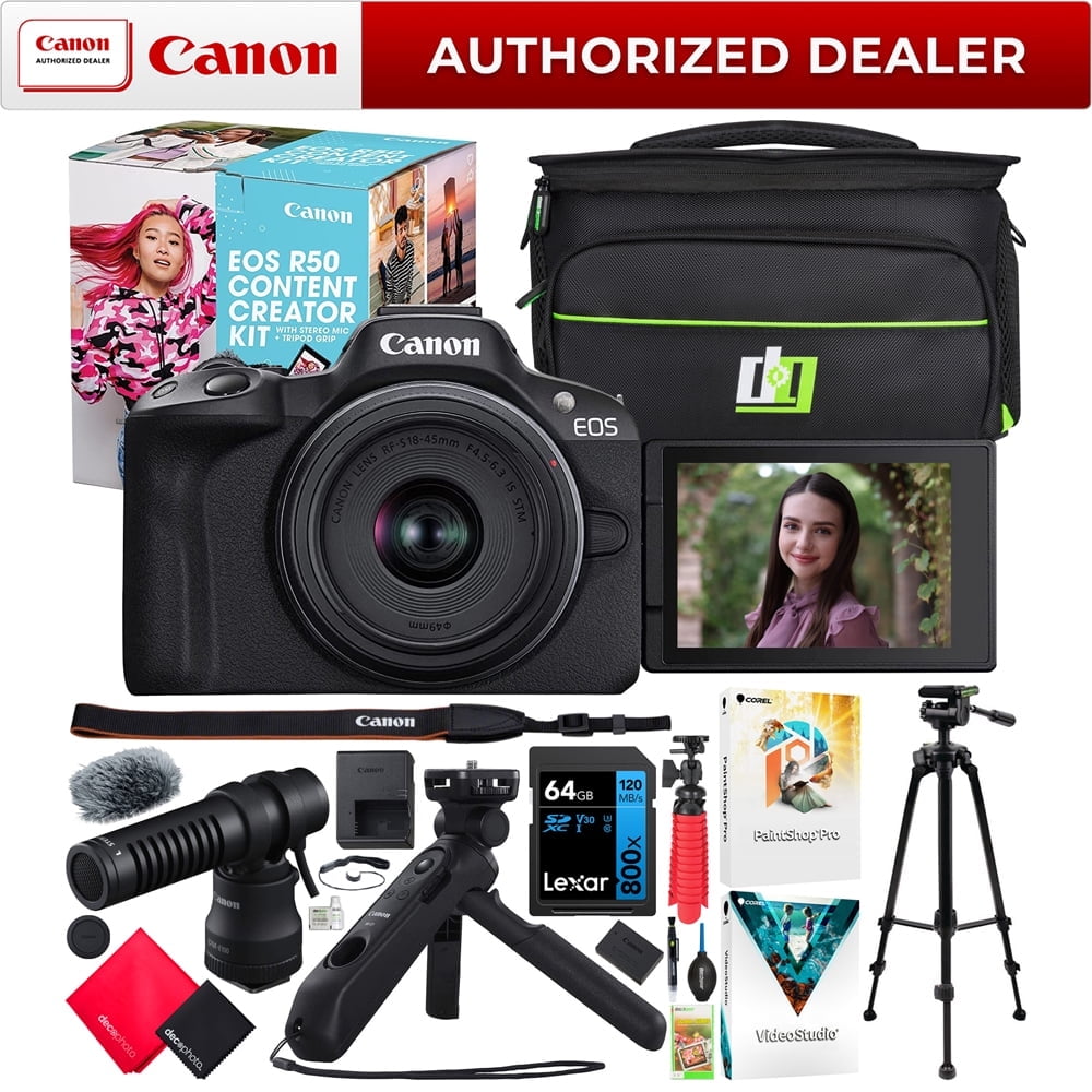 Canon EOS R50 Bluetooth Vlogging Video Digital Zoom Mirrorless Camera ...