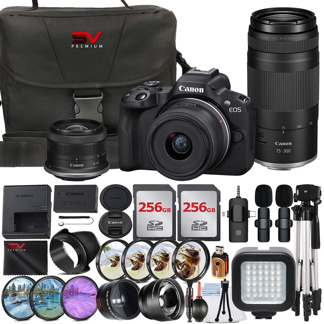 Canon EOS R50 Mirrorless Camera with RF-S 18-45mm + 75-300mm Lens + 2 ...