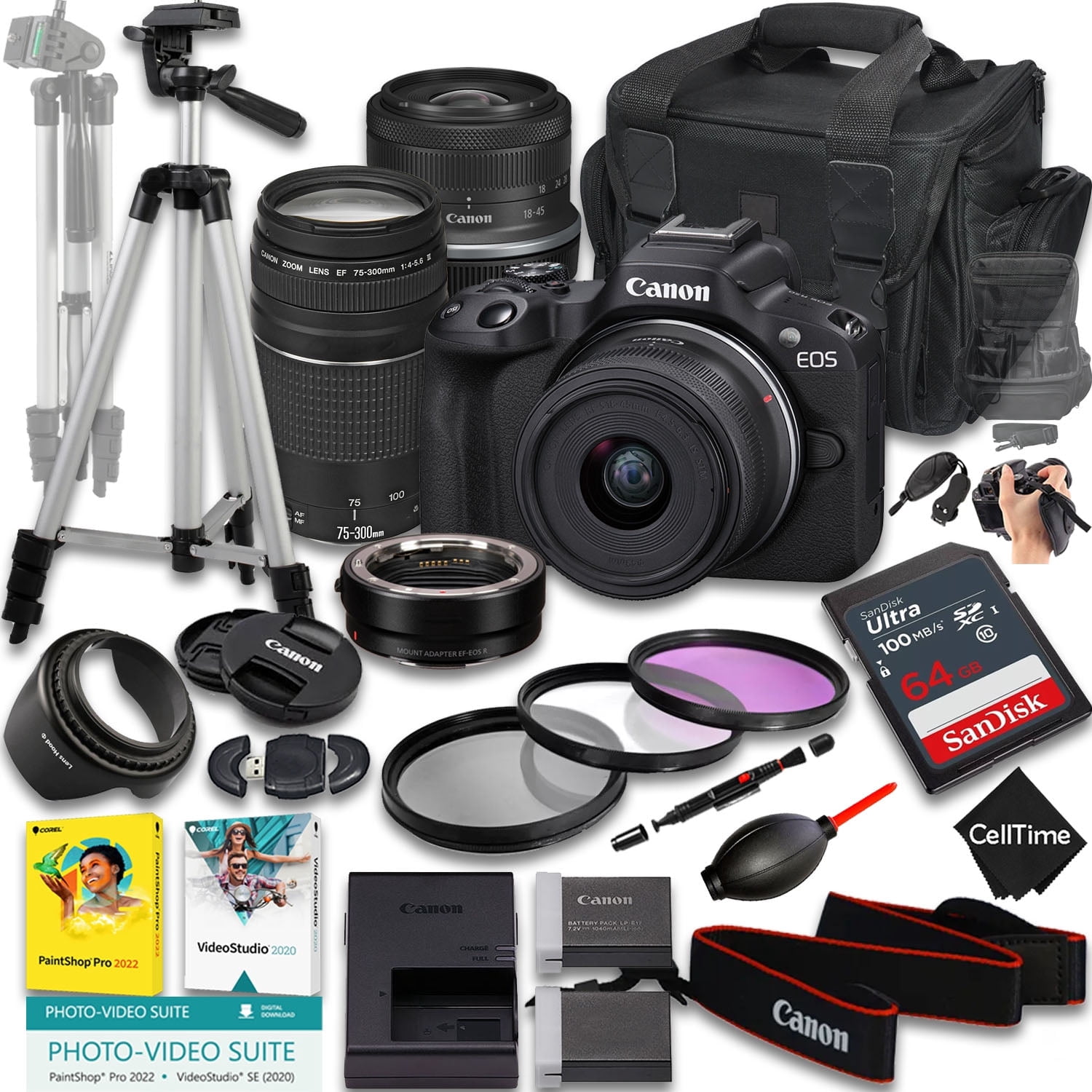 Canon EOS R50 Mirrorless Camera with RF-S 18-45mm f/4.5-6.3 IS STM And ...
