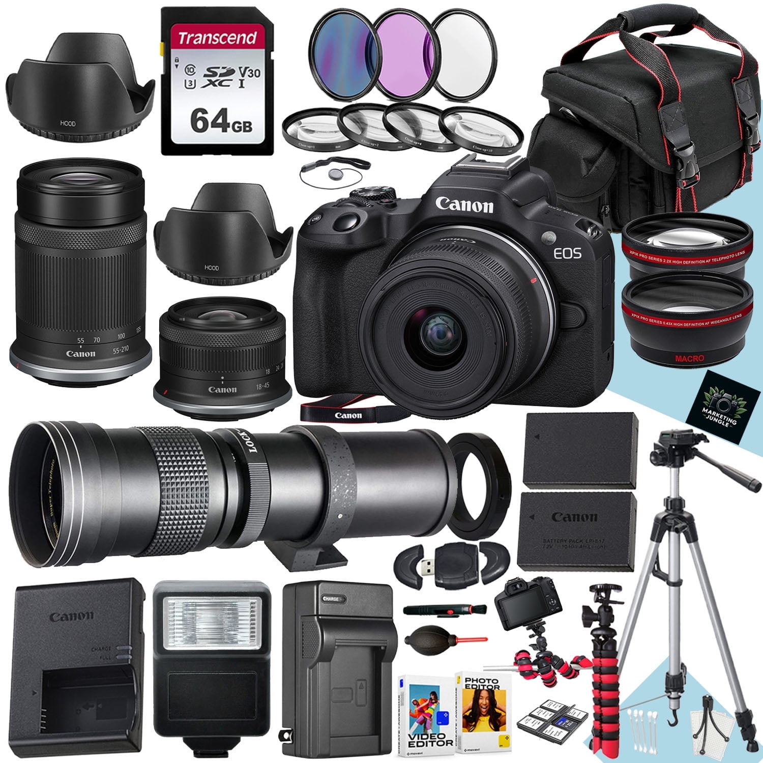 Canon EOS R50 Mirrorless Camera With RF-S 18-45mm f/4.5-6.3 IS STM, RF ...