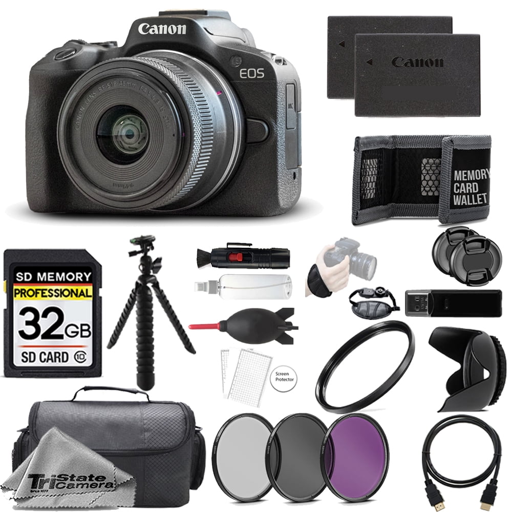 Canon EOS R50 Mirrorless Camera with 18-45mm Lens (Black) + 32GB ...