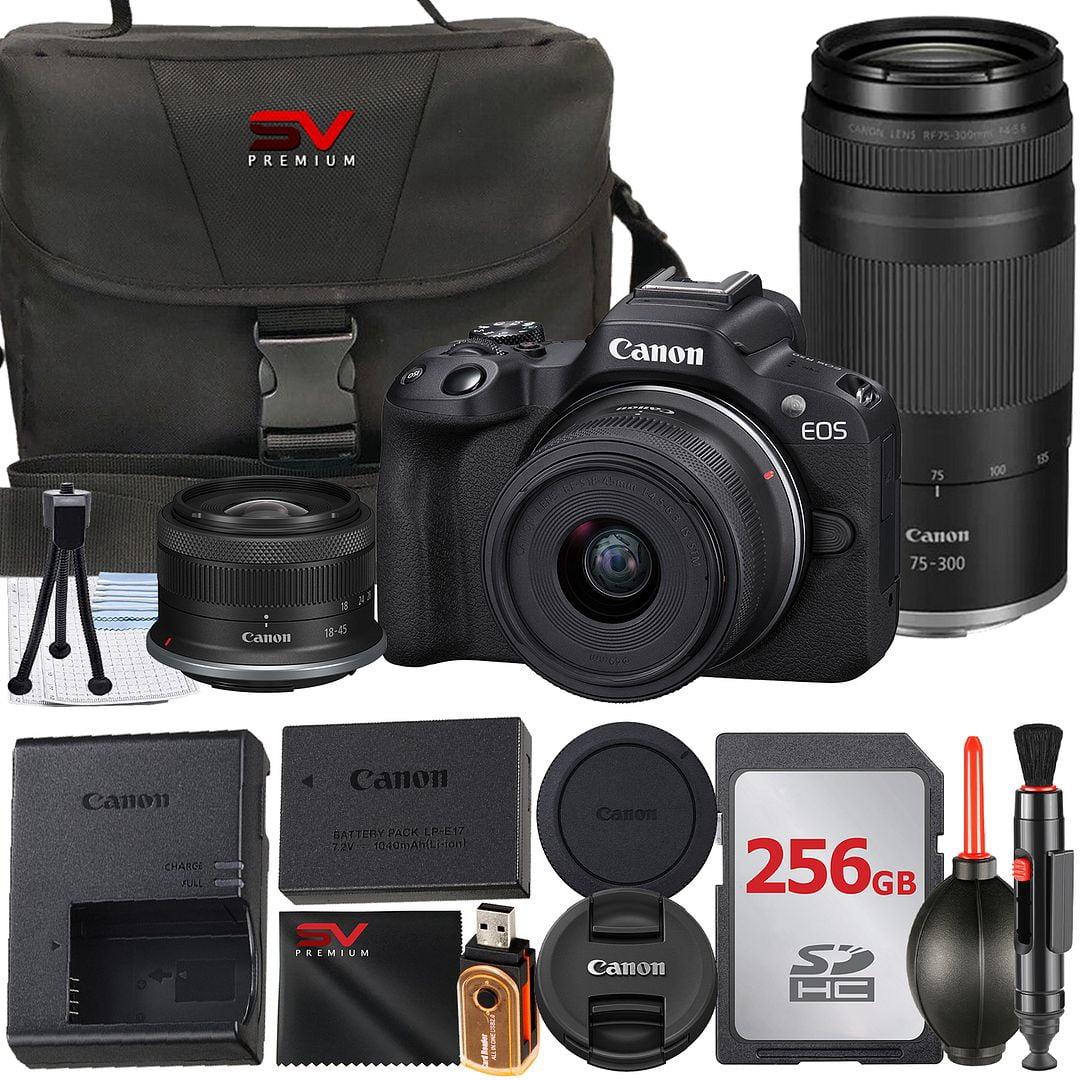 Canon EOS R50 Mirrorless Camera with RF-S 18-45mm + 75\-300mm Lens ...