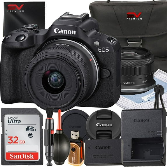 Canon EOS R50 Mirrorless Camera with RF-S 18-45mm Lens + 32GB Card ...