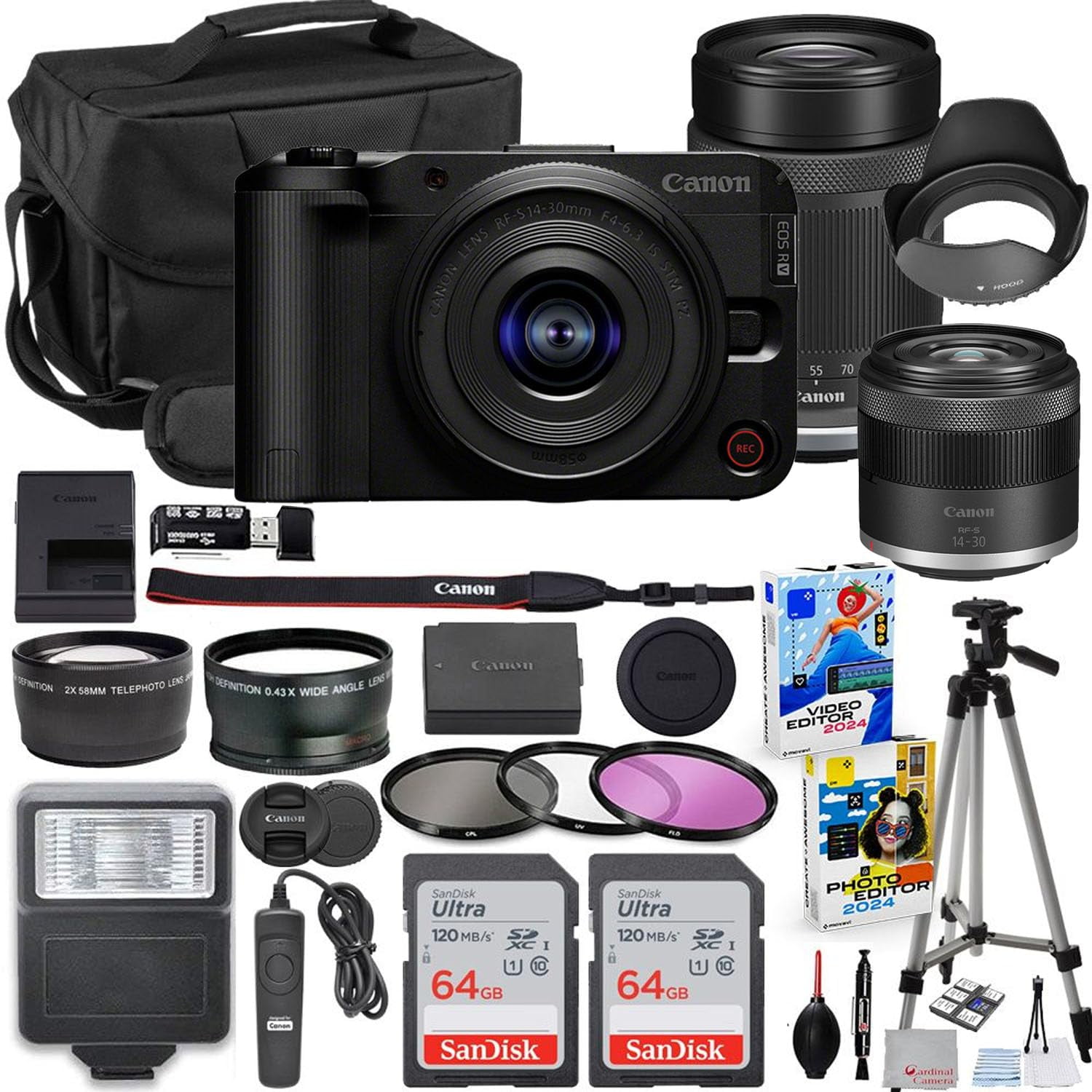 Canon EOS R50 V Mirrorless Camera with 14-30mm & 55-210mm Lens Bundle ...
