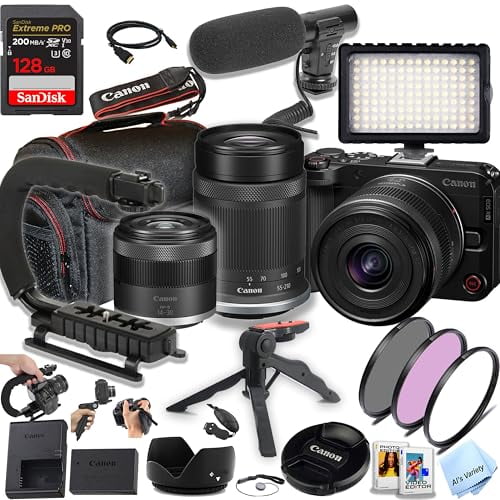 Canon EOS R50 V Mirrorless Camera with 14-30mm + 55-210mm Lenses, 128GB ...