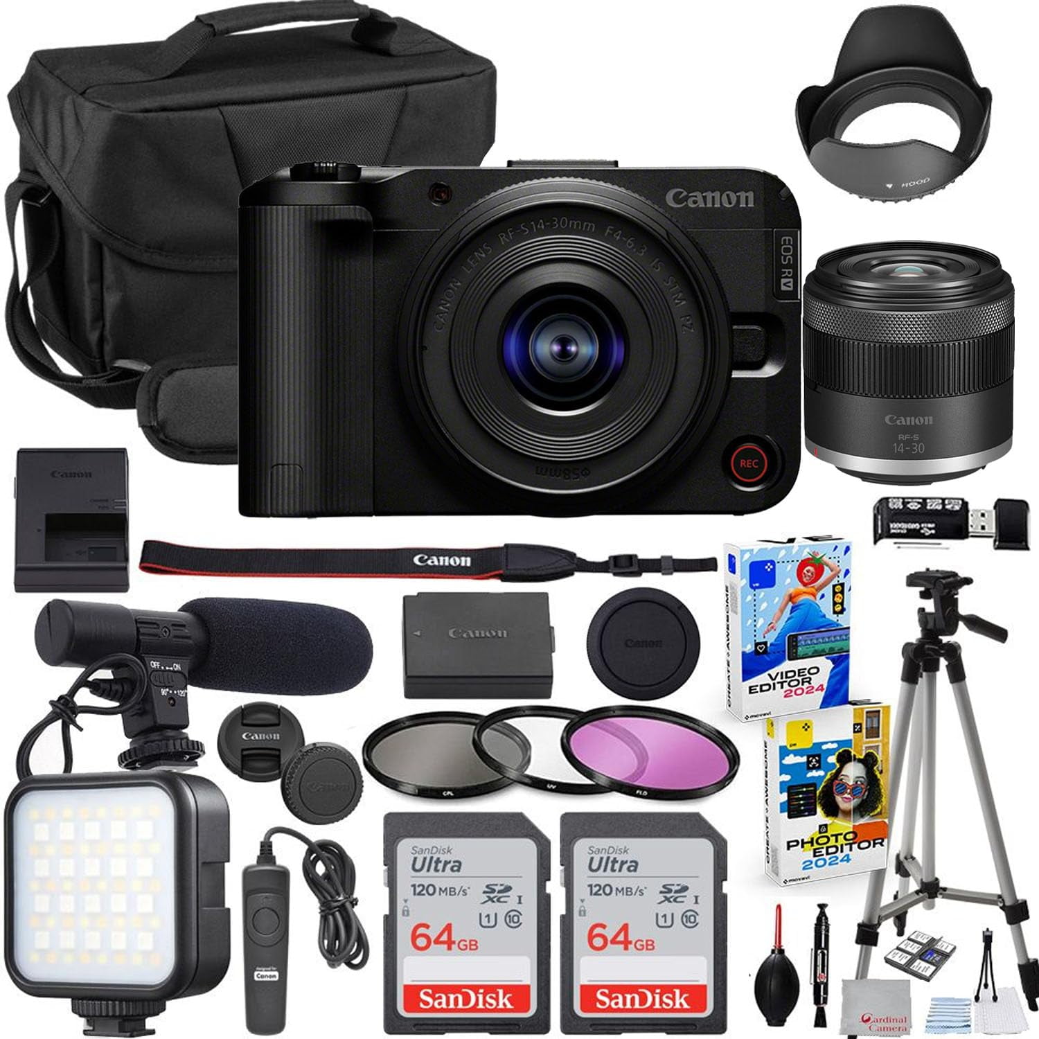 Canon EOS R50 V Mirrorless Camera with 14-30mm Lens Bundle + 2X 64GB ...