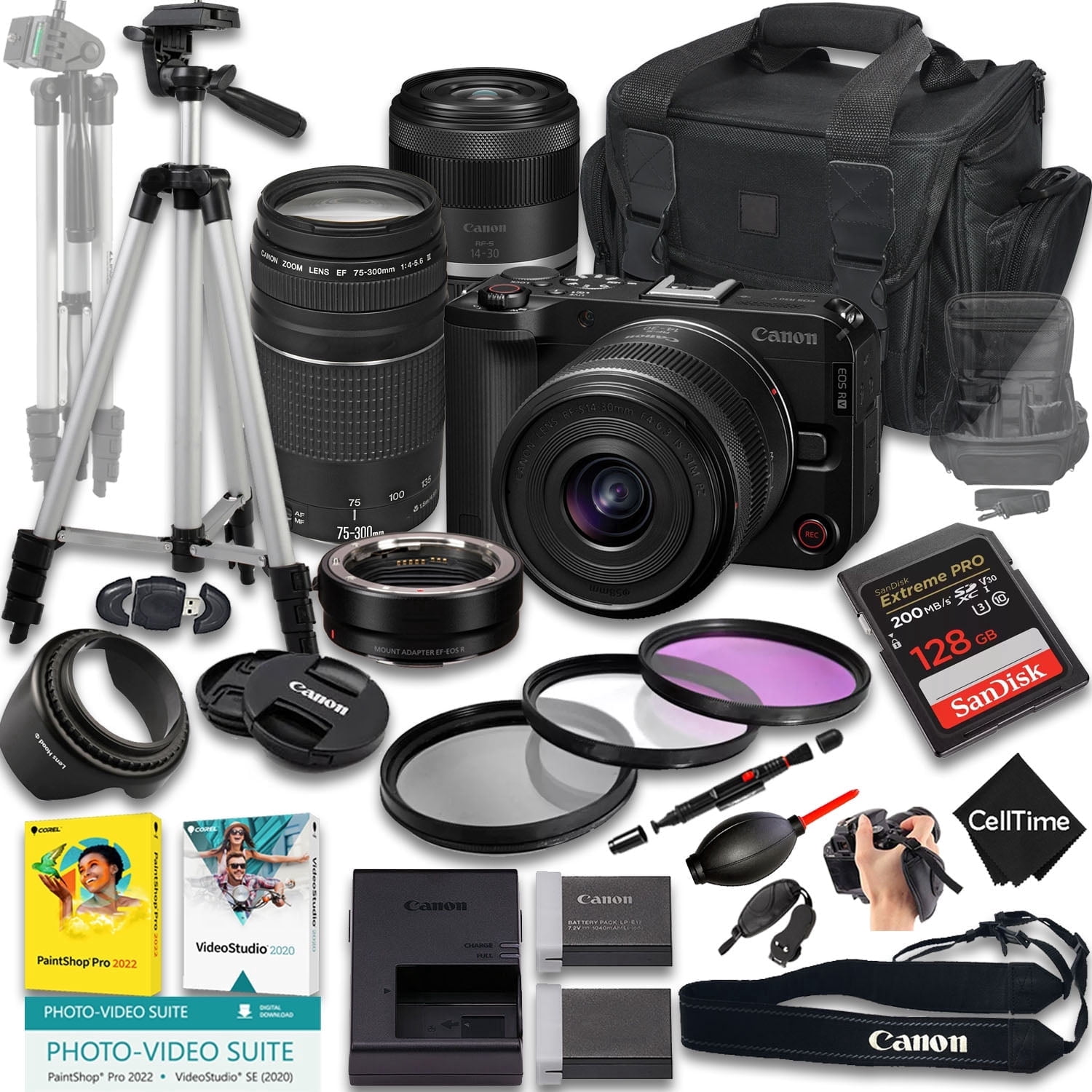 Canon EOS R50 V Mirrorless Camera with RF-S 14-30mm f/4-6.3 IS STM PZ ...