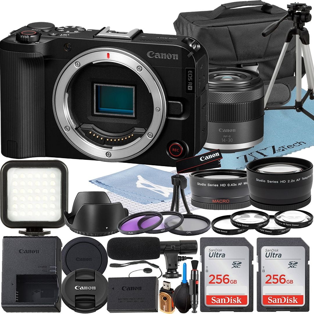 Canon EOS R50 V Mirrorless Camera with 14-30mm Lens + SanDisk 256GB ...