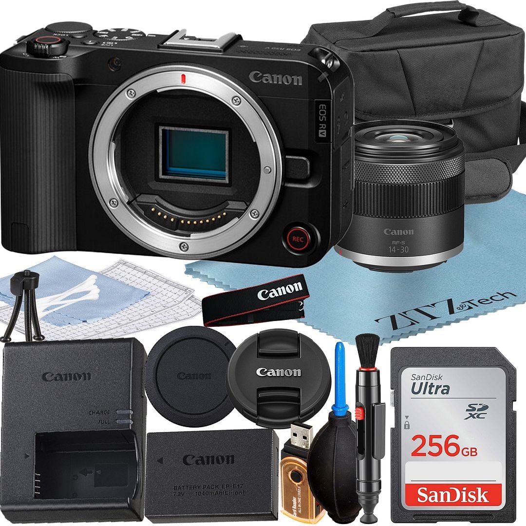 Canon EOS R50 V Mirrorless Camera with 14-30mm Lens + SanDisk 256GB ...